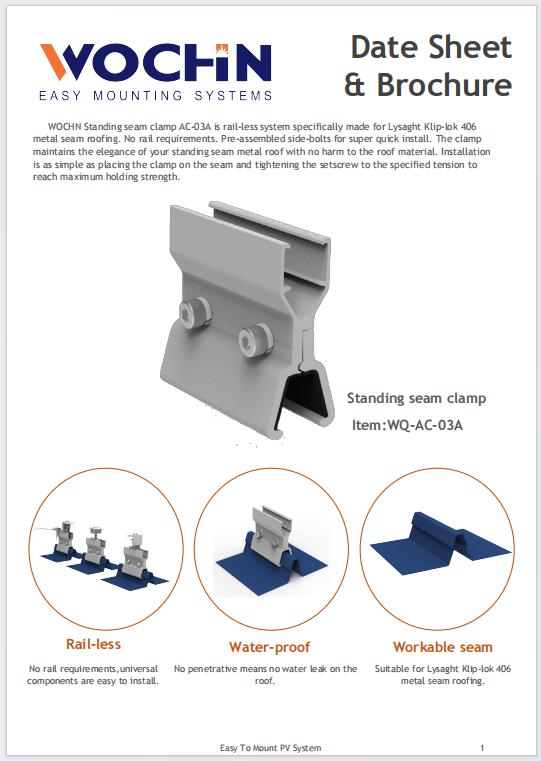 03A# is rail-less mount for PV-installation on standing seam metal roof ...