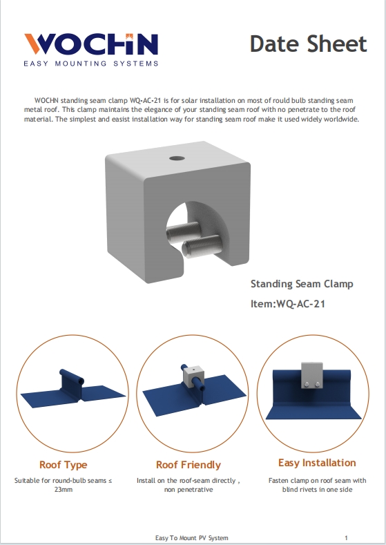 21# is rail-based clamp to standing seam metal roof for solar ...